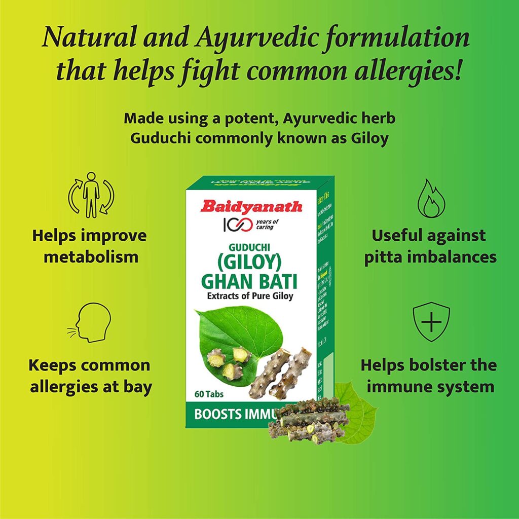 Baidyanath Guduchi (Giloy) Ghanvati - 60 Tablets For Immunity ...
