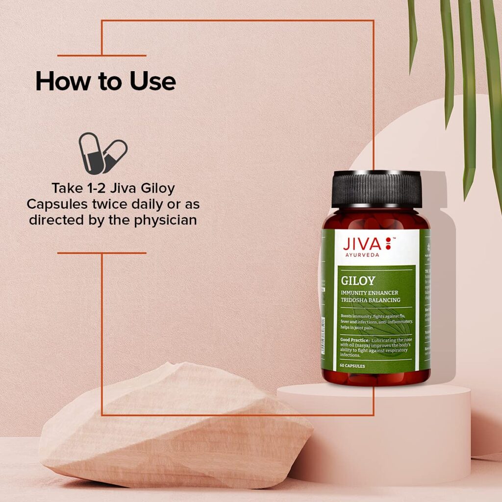 Jiva Ayurveda Giloy (60 capsule) For immunity, respiratory problems, cough, cold, tonsils and ...