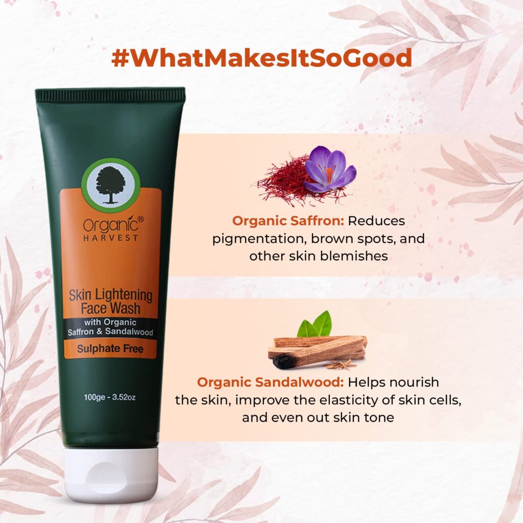 Organic Harvest Skin Lightening Face Wash 100gm For Dead Skin Cells and ...