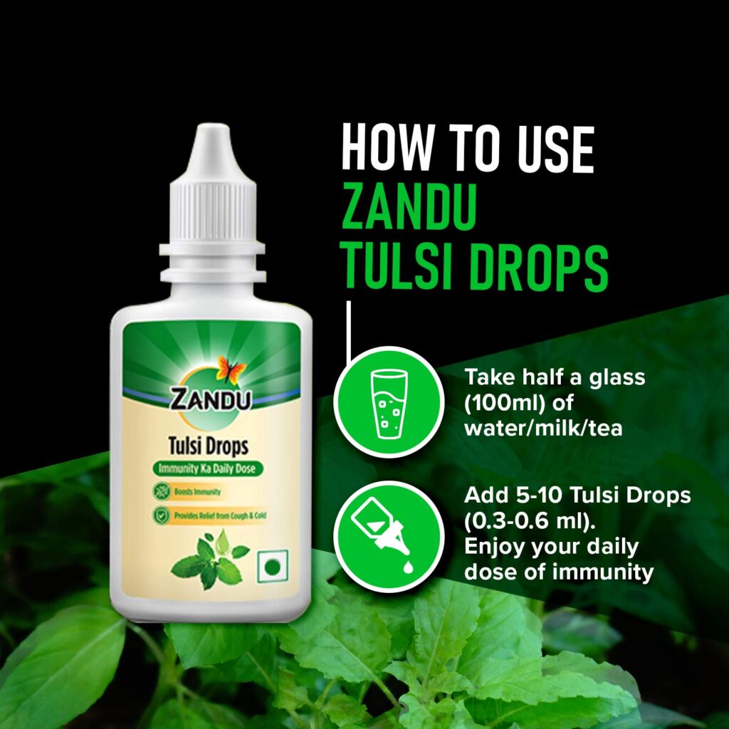 Zandu Tulsi Drops - 2X Immunity For Cough and Cold relief, Immunity ...