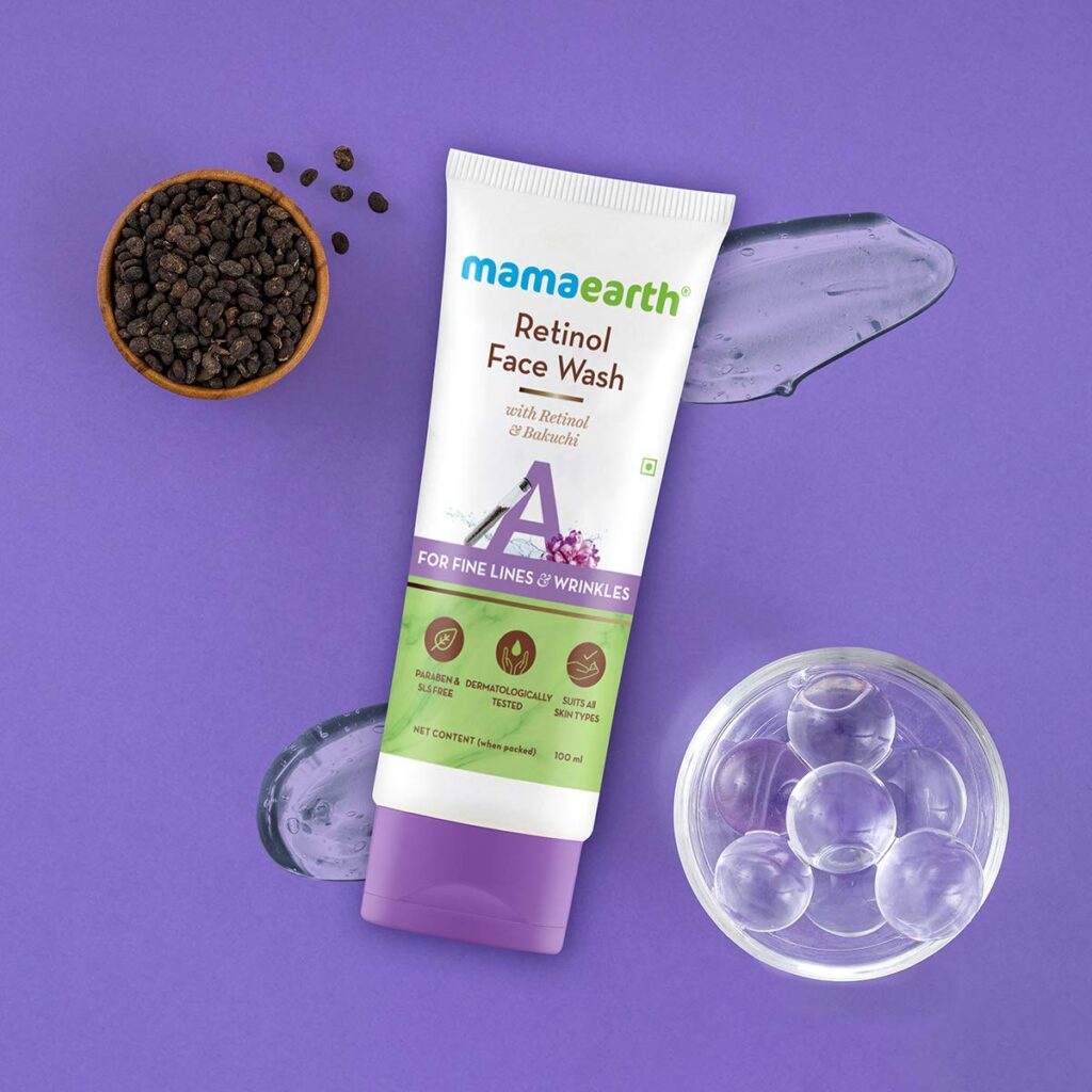 Mamaearth Retinol Face Wash with Retinol & Bakuchi for Fine Lines and ...