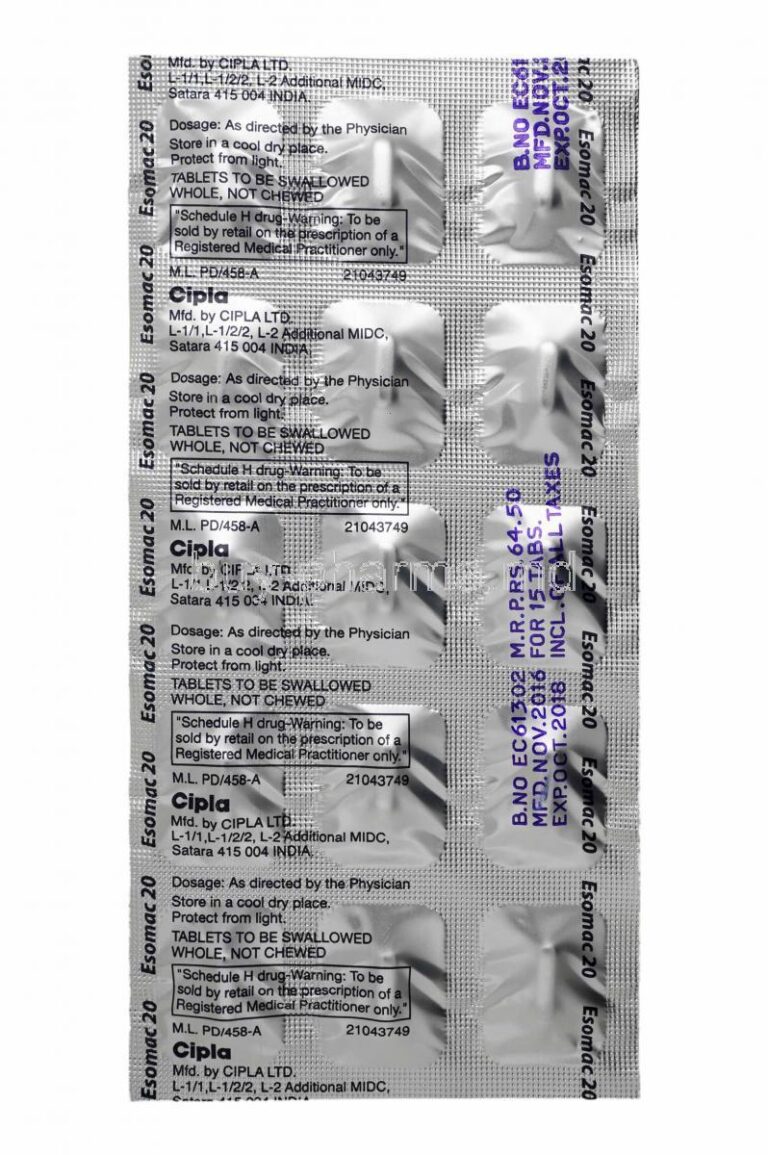 Esomac 40mg Tablet - 15 Tablets For Gastroesophageal reflux disease ...