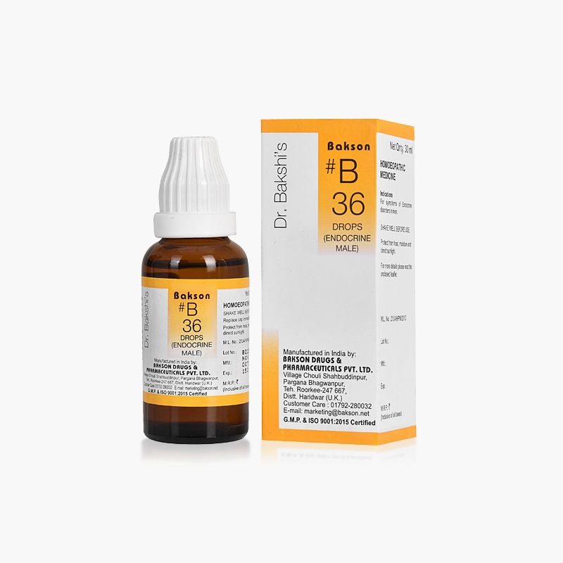 Bakson B36 Endocrine Drops (Male) (30ml) For Endocrine Disorders of Men ...
