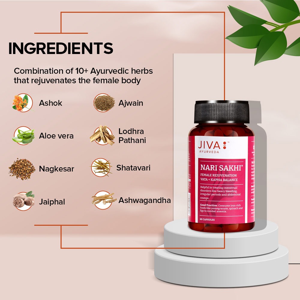 Jiva Ayurveda Nari Sakhi 60 Capsules For rejuvenating female health, fertility, regulating the ...